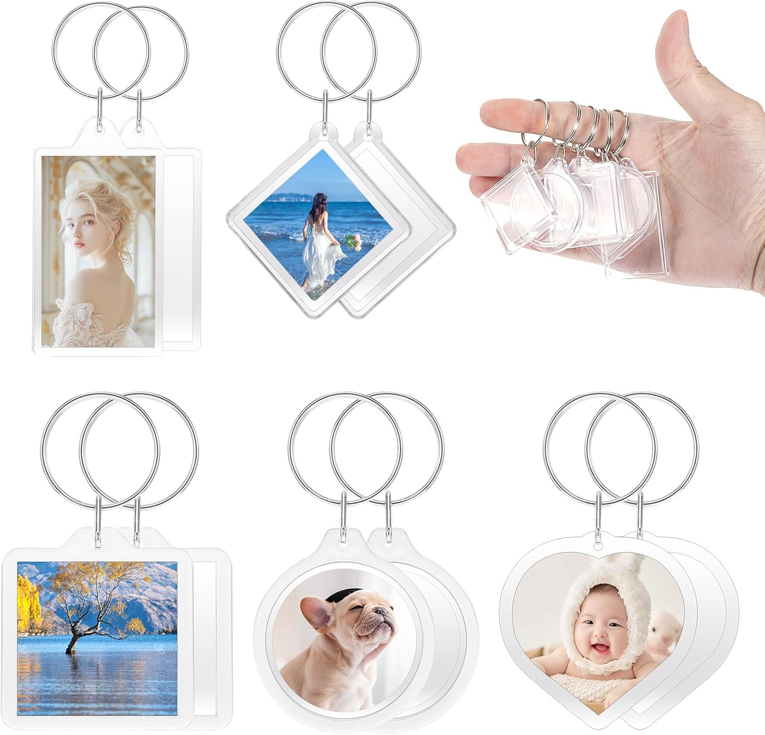 Amazon.com: ZEYIYER 10PCS Photo Keychain, Clear Acrylic Double Sided ...