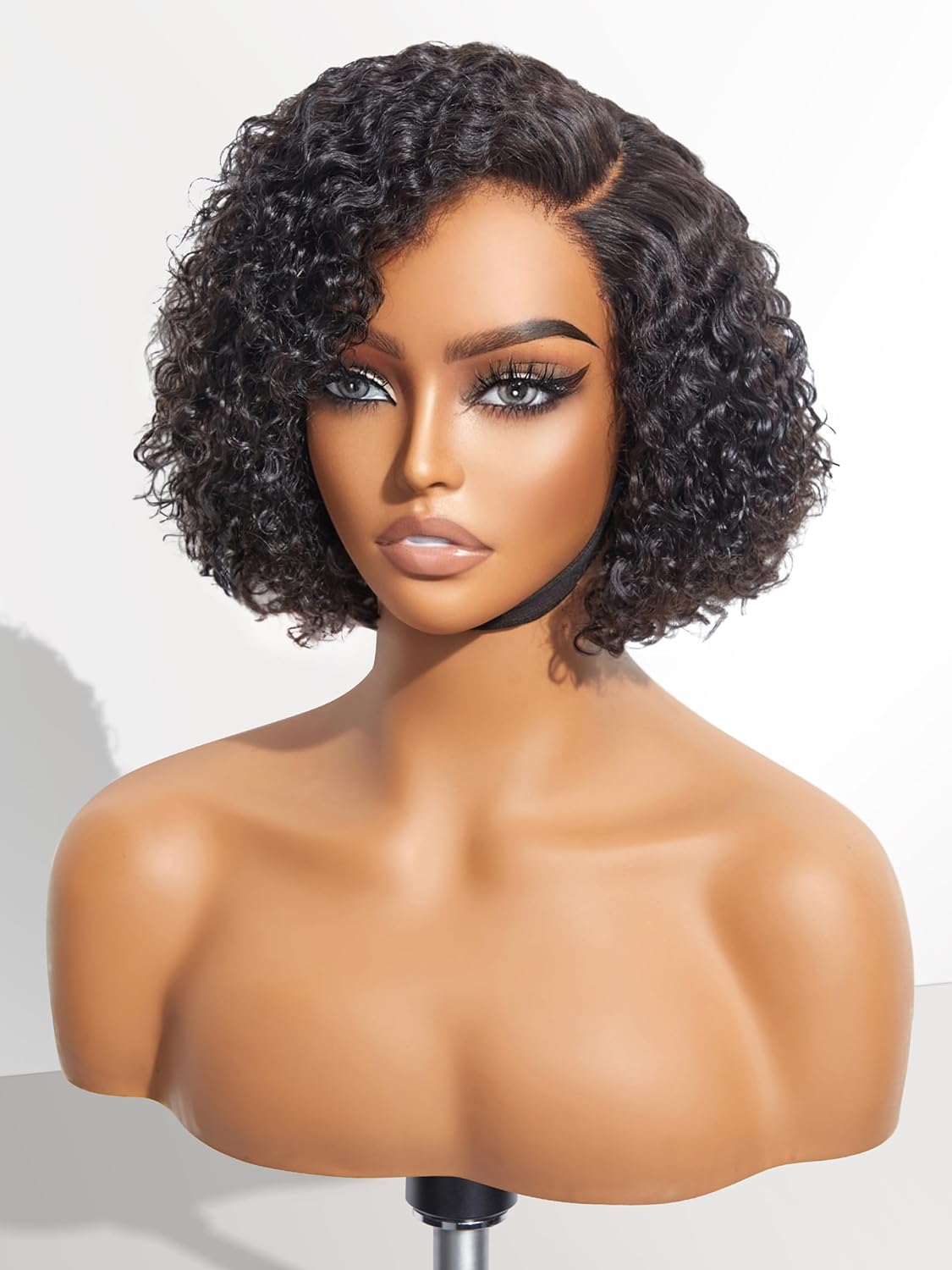 LUVME HAIR 8" Curly Glueless Wigs Human Hair Pre Cut/Plucked, Undetectable HD Lace Wig Ready to ...