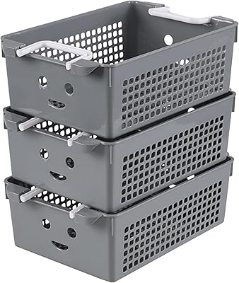 Amazon.com: Doryh Stackable Plastic Storage Baskets/Bins Organizer with ...