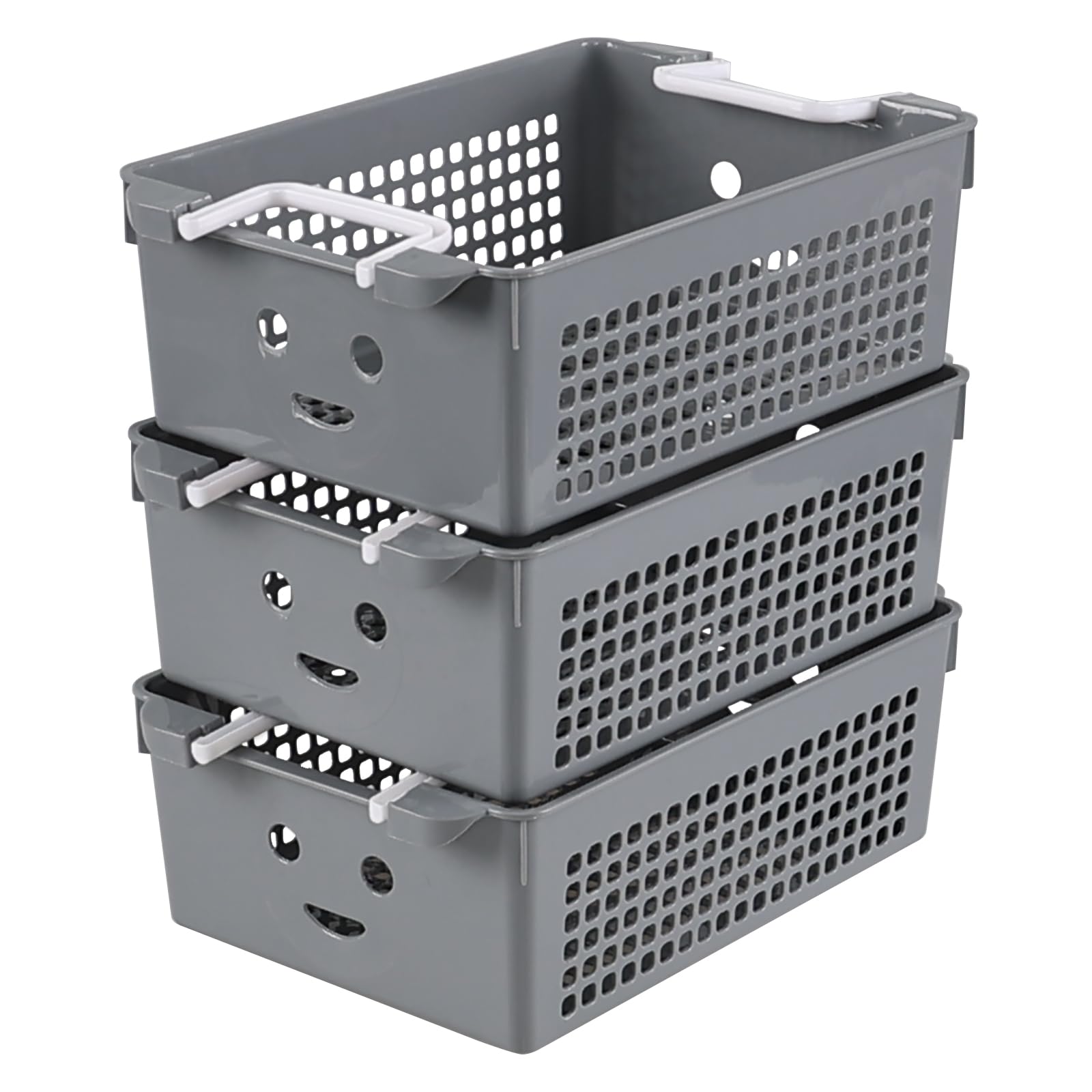 Amazon.com: Obstnny 3 Pack Plastic Stackable Storage Baskets with ...