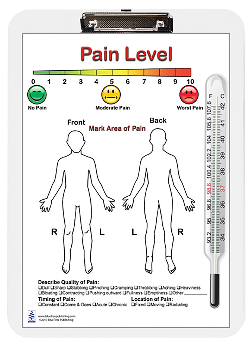 Amazon.com: Pain Level Chart for Adult and Child, Two Sided Medical ...