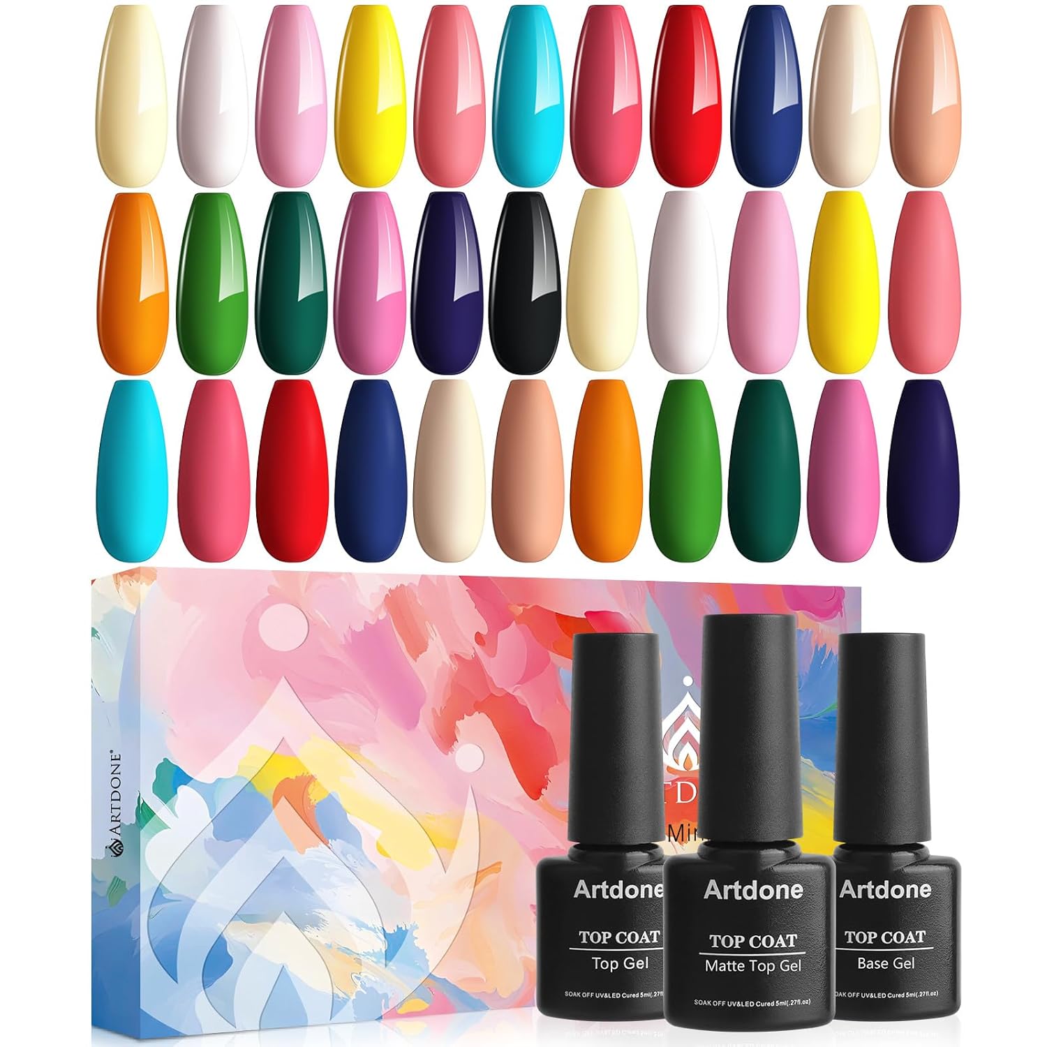 Amazon.com: Artdone 20 PCS Gel Nail Polish Kit Solid Colour Include ...