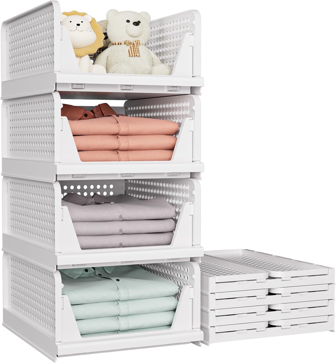 Amazon.com: SNSLXH Stackable Closet Storage Basket 4 Pack ...