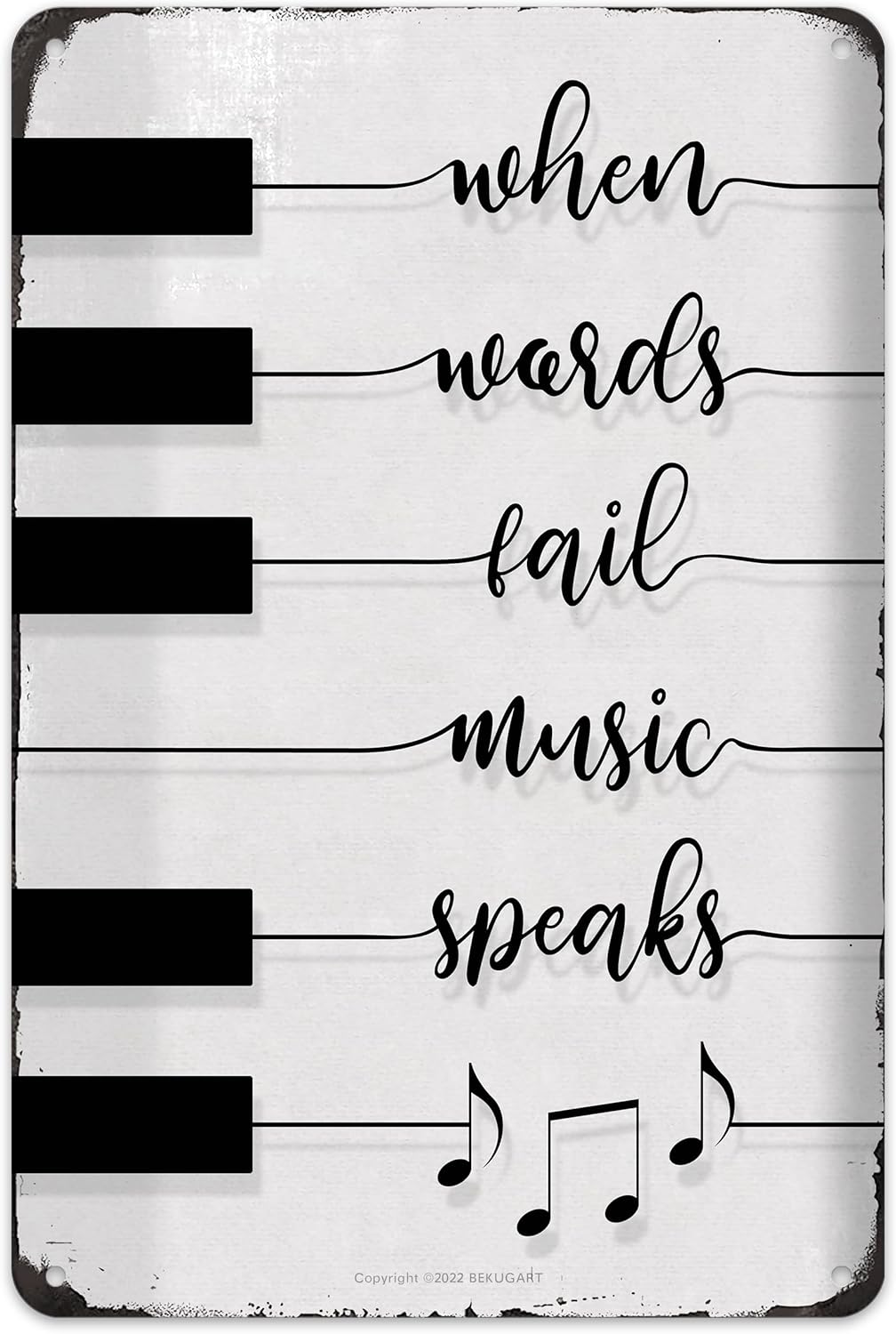 Amazon.com: BEKUGART Where Words Fail Music Speaks - Music Themed Quote ...
