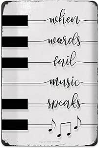 Amazon.com: BEKUGART Where Words Fail Music Speaks - Music Themed Quote ...