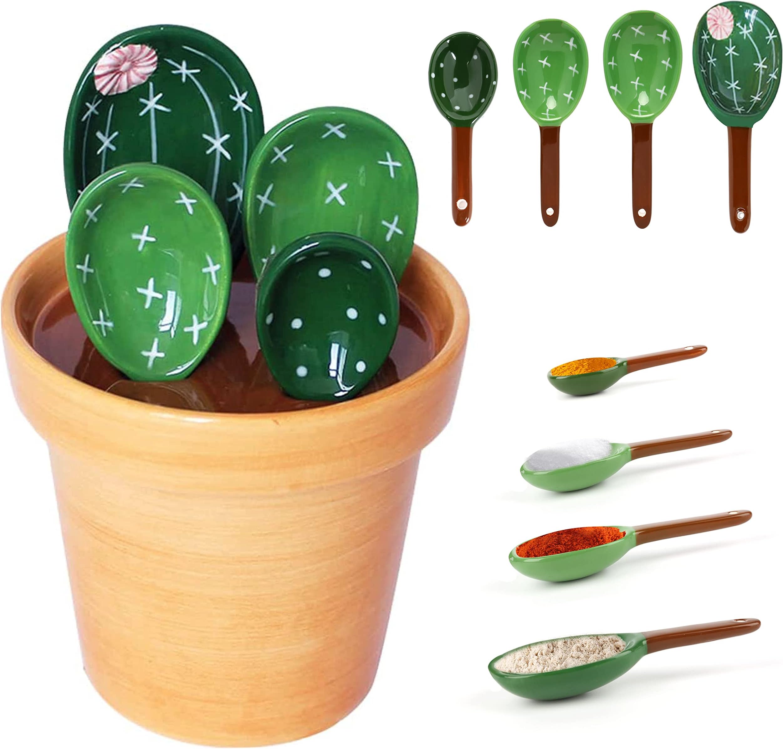 Amazon.com: Eminent Love Cactus Measuring Spoons Set in Pot – 6-Pcs Set ...