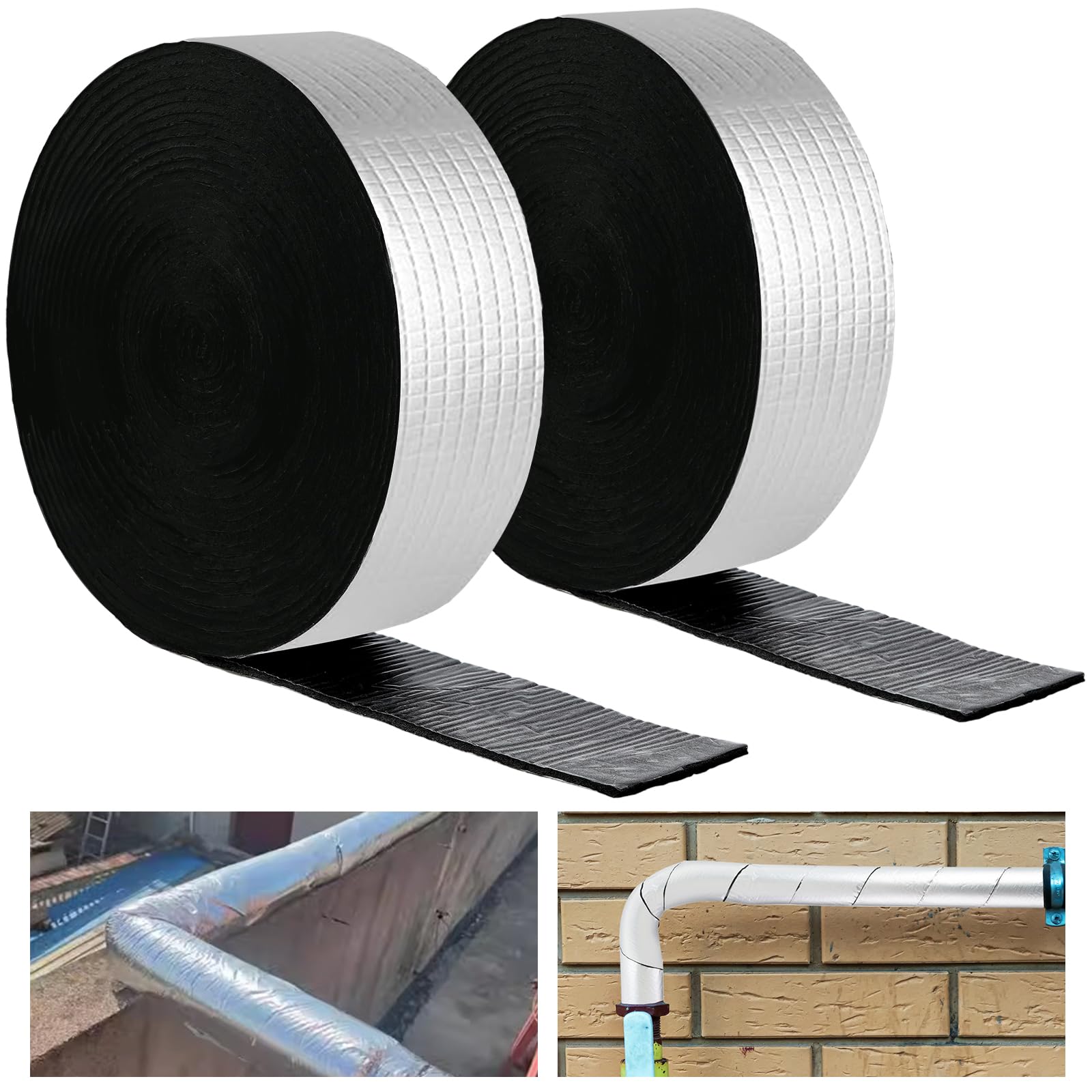 2 Pieces Pipe Insulation Tape 2.95" Wide X 29.5Ft Aluminum Foil Pipe ...