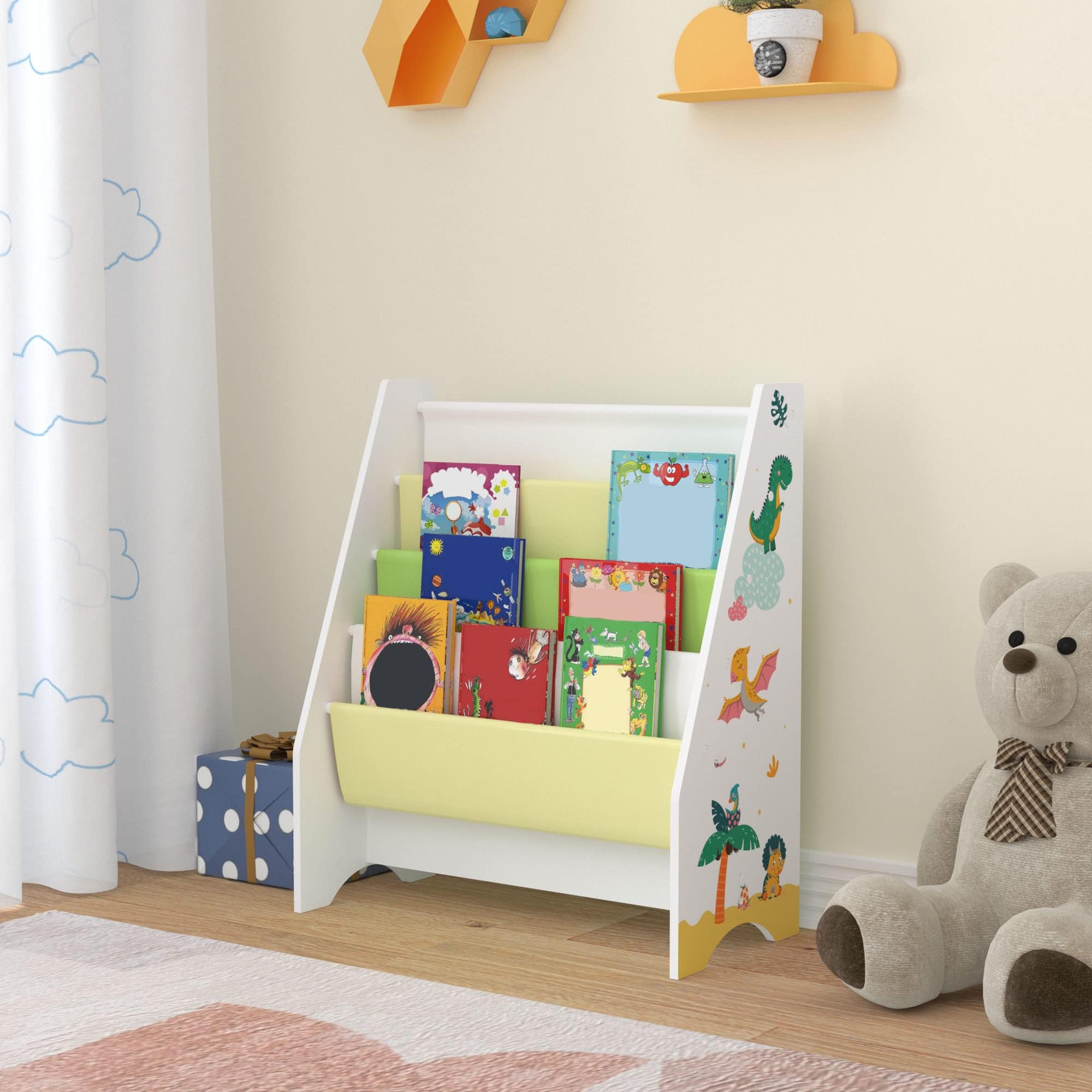 KidKraft Beigefarbenes Bücherregal aus Holz, Kinderregal, Möbel für das ...