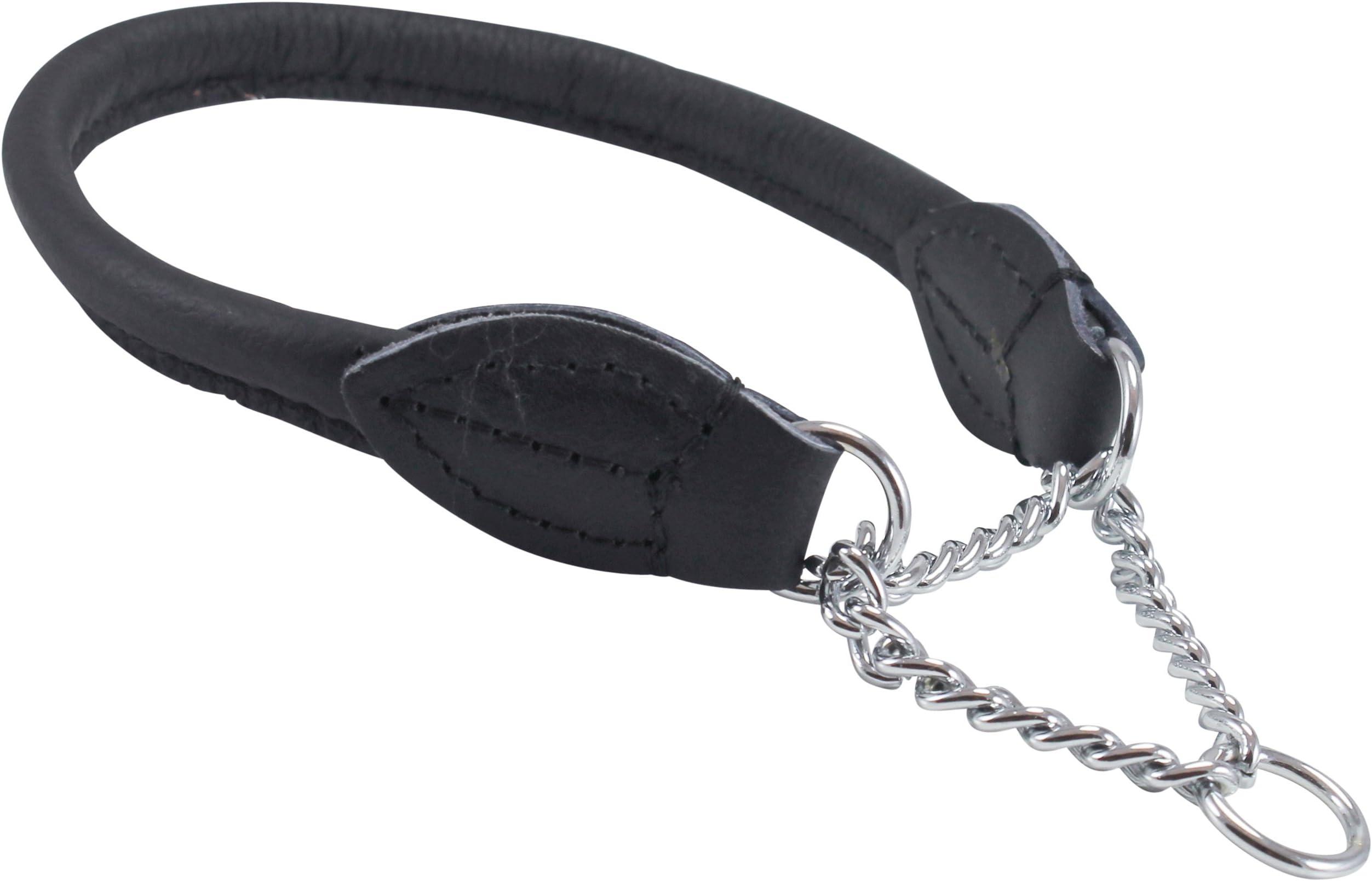 Amazon.com : Rolled Genuine Leather Martingale Dog Collar Choker Brown ...