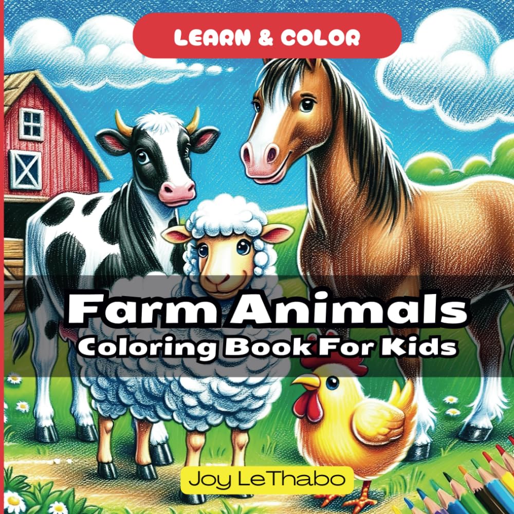 Farm Animals Coloring Book For Kids: Easy and Educational Childrens ...