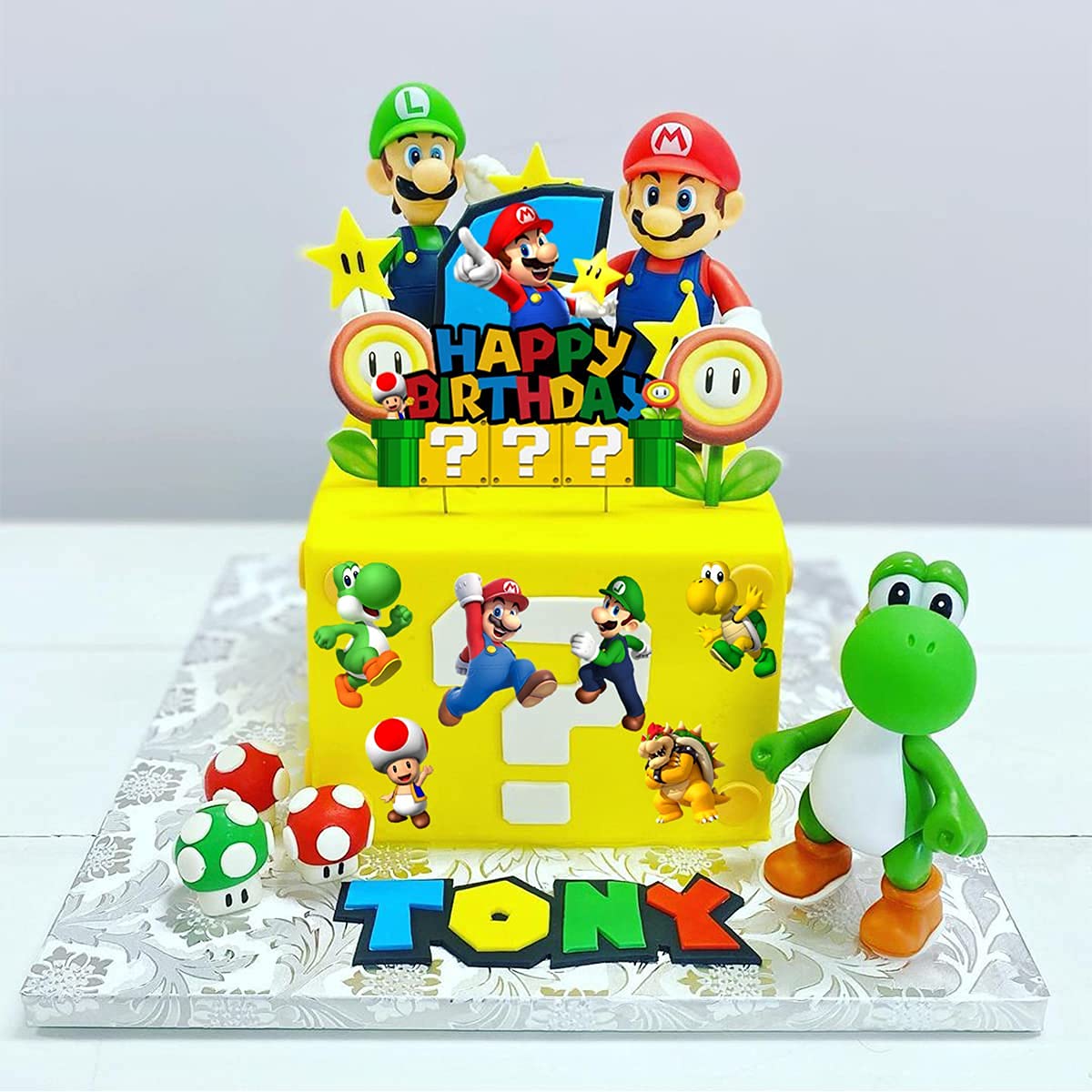 7pcs Acrylic Super Mario Happy Birthday Cake Topper, Mario Bros Smash ...