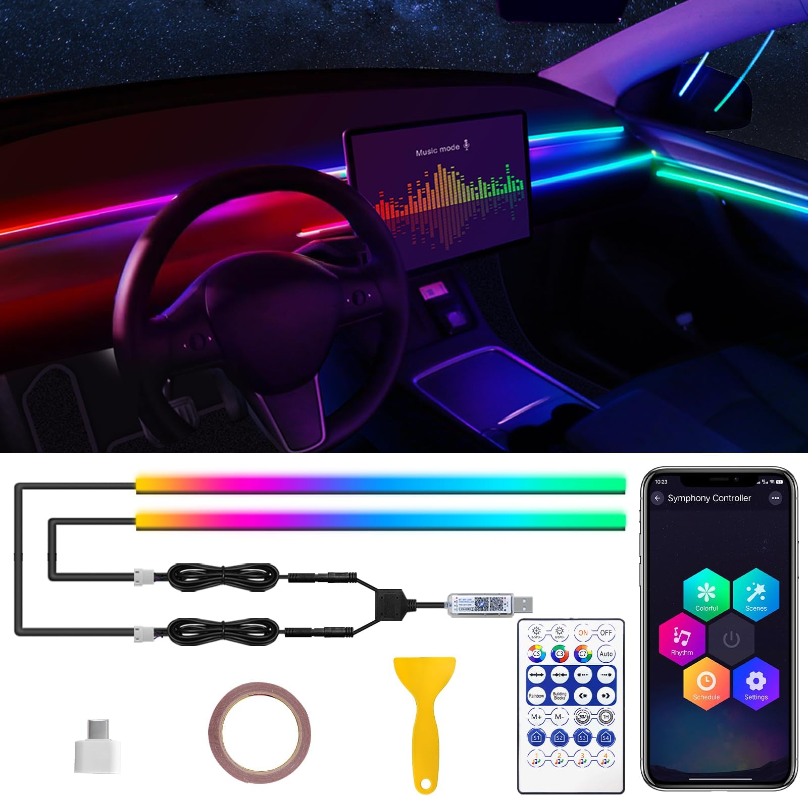 Amazon.com: Tesla Model 3/Y/S/X Dreamcolor Acrylic Interior Car LED ...