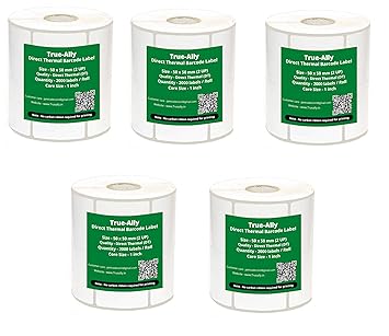 True-Ally 50x50 Direct Thermal (DT) Square Barcode Label Sticker - 2 x ...