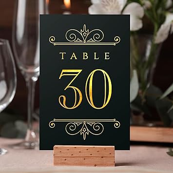 Amazon.com: Black and Gold Table Number Cards 1 - 30 , Gold Stamped 4 ...