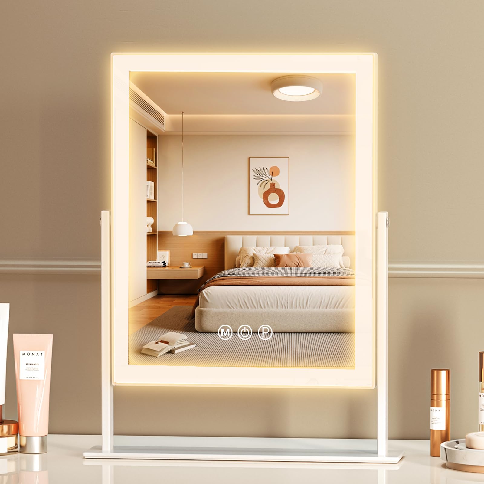 Leishe Vanity Mirror with Lights Makeup Mirror with 3 Color Lighting ...