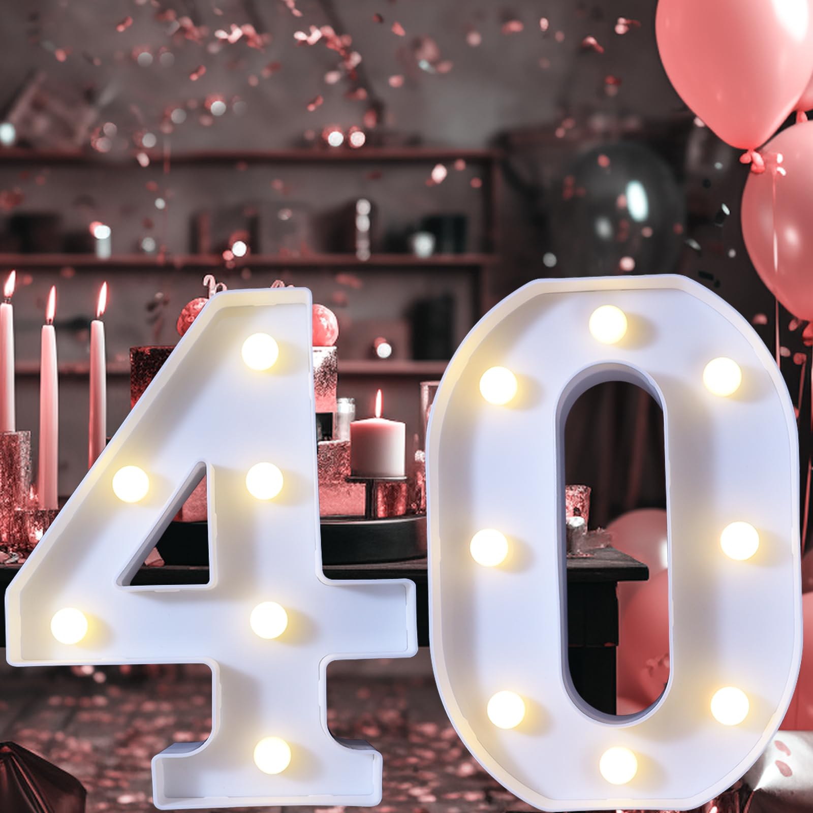 White Decorative LED Light Up Numbers, 8.8" Marquee Number Signs for ...