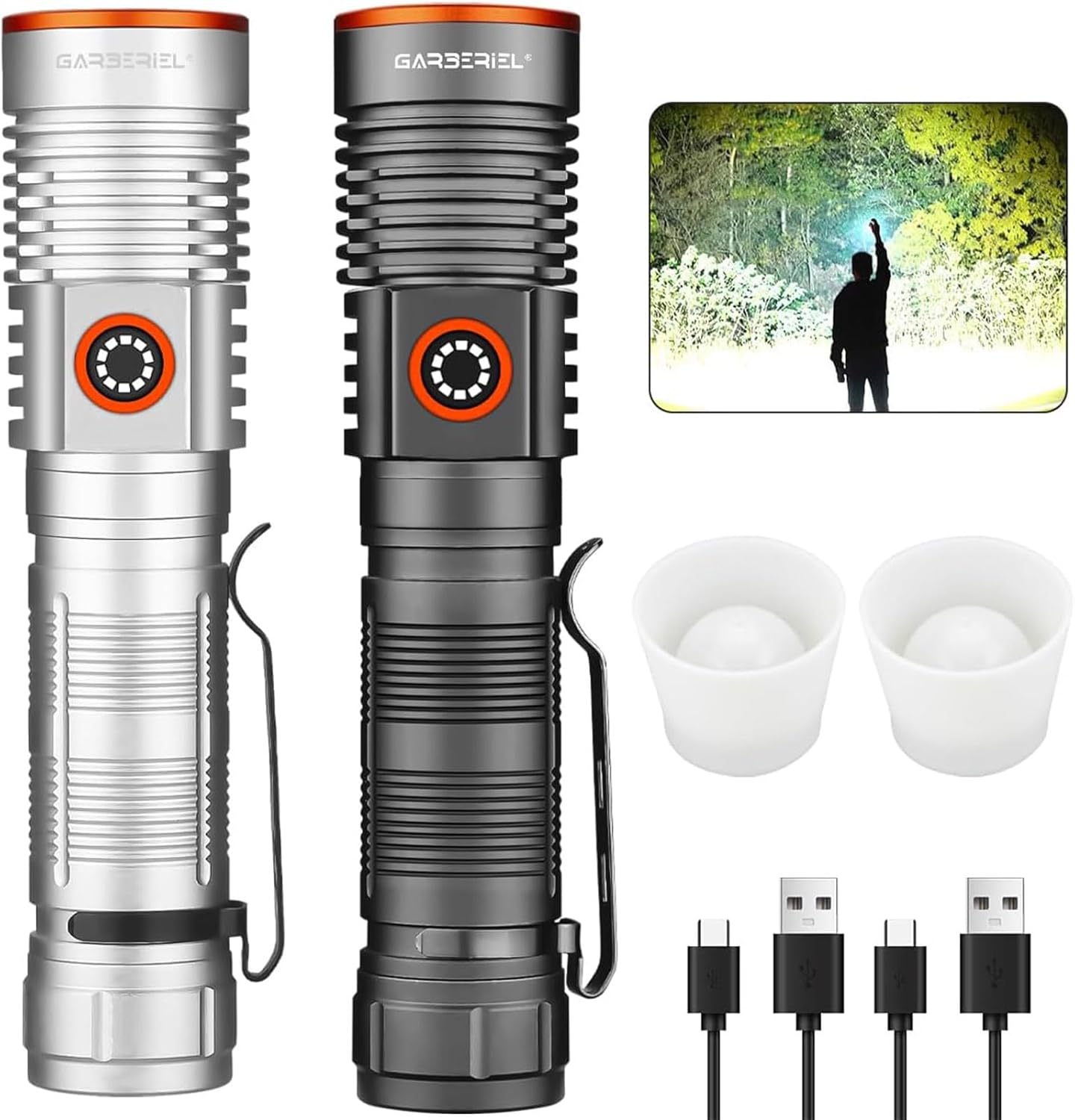 Garberiel LED Rechargeable Flashlights High Lumens, 250000 Lumens Super ...