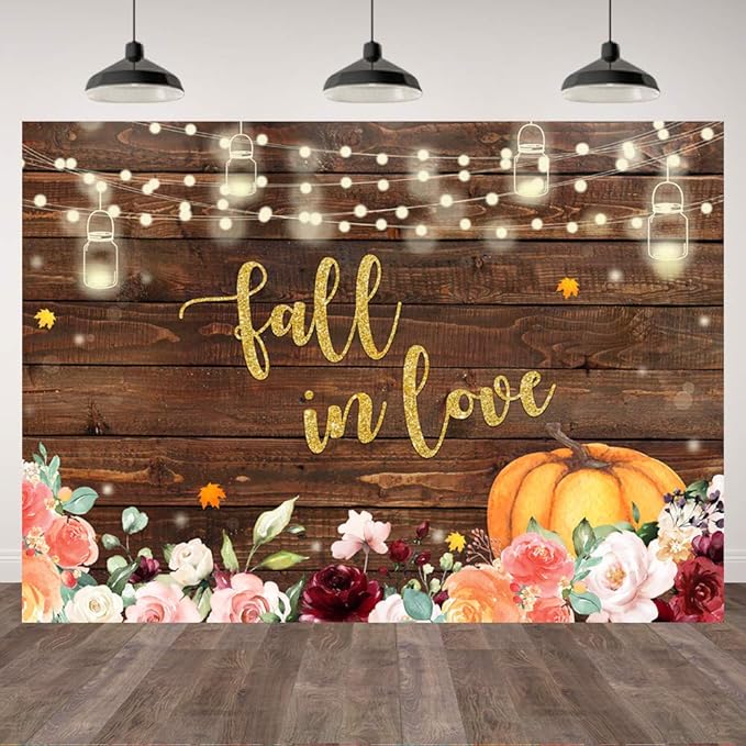 Amazon.com : 7×5ft Fall in Love Pumpkin Bridal Shower Party Photo ...