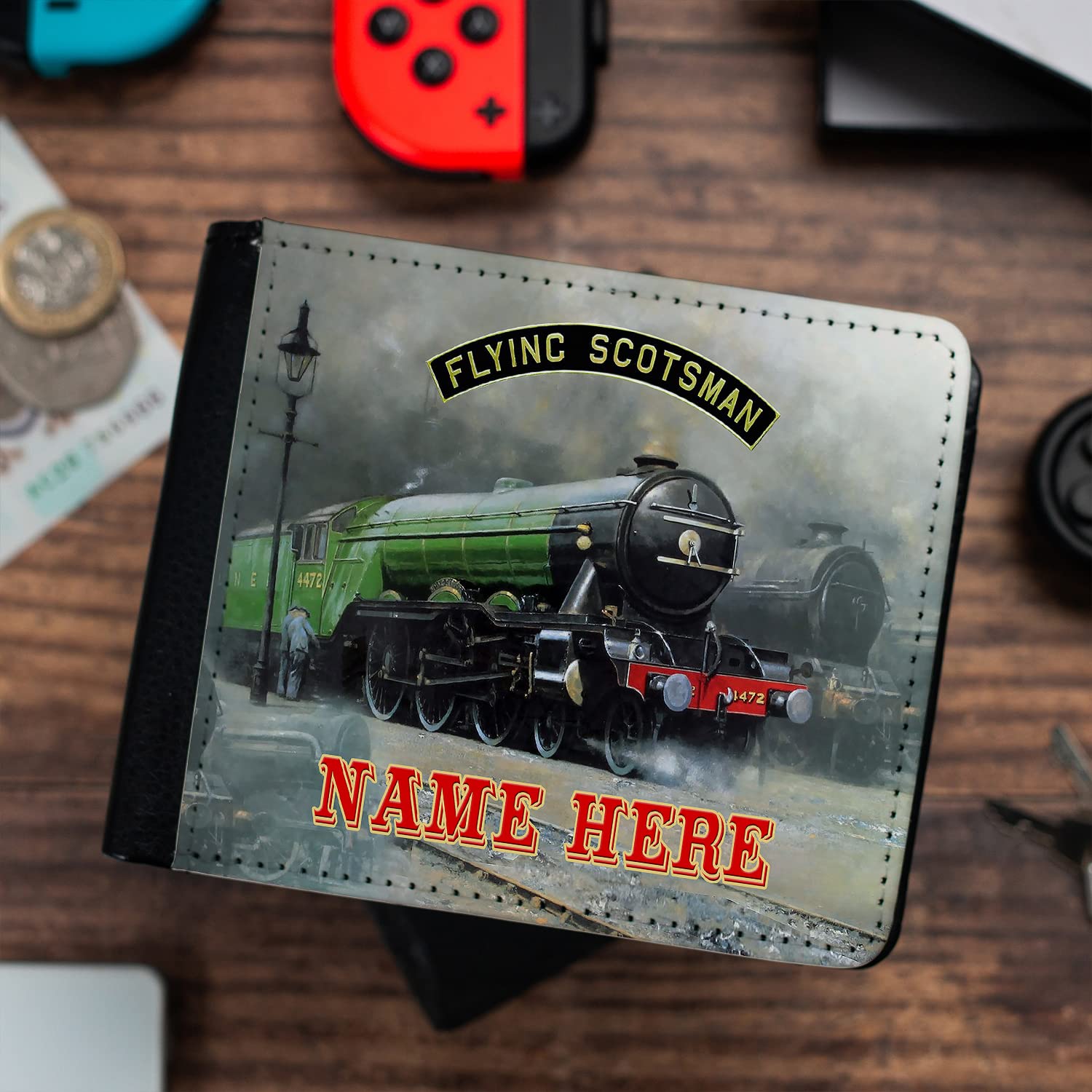 Buy Flying Scotsman Train Wallet Mens Bi-Fold Coin Card Holder ...