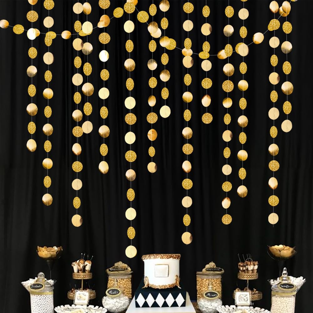 Amazon.com: Decor365 Gold Party Decorations Glitter Dot Garland Circle ...