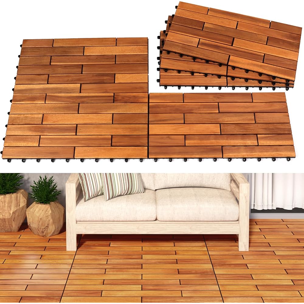 $8/mo - Finance Solid Wood Interlocking Deck Tiles (Pack of 6, 24" x 12 ...