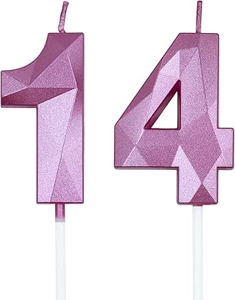 Amazon.com: 14th & 41st Birthday Candles for Cake, Pink Number 14 41 3D ...