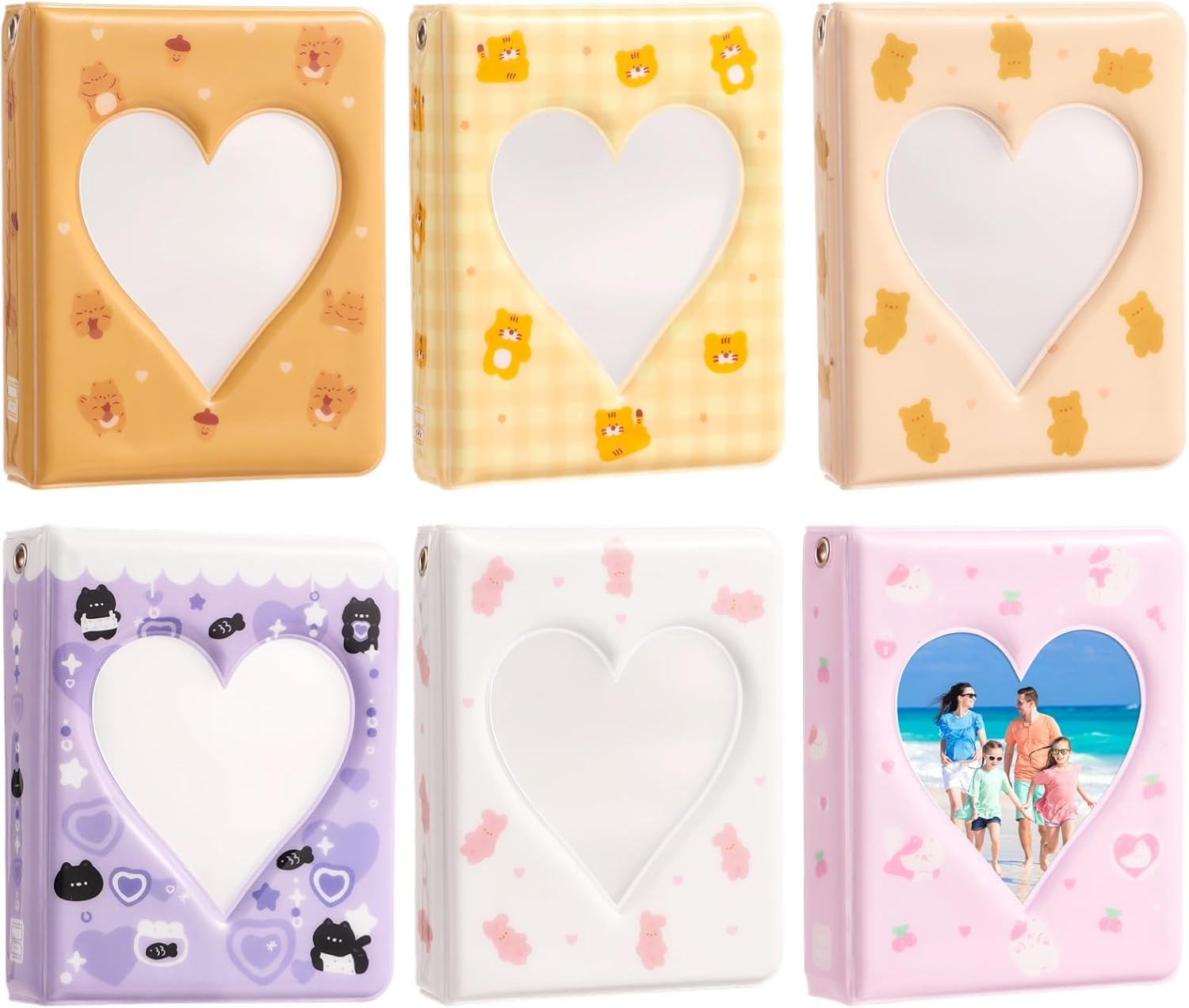Amazon.com: 6 PCS 3 Inch Mini Photo Albums, Heart Hollow Card Binder ...