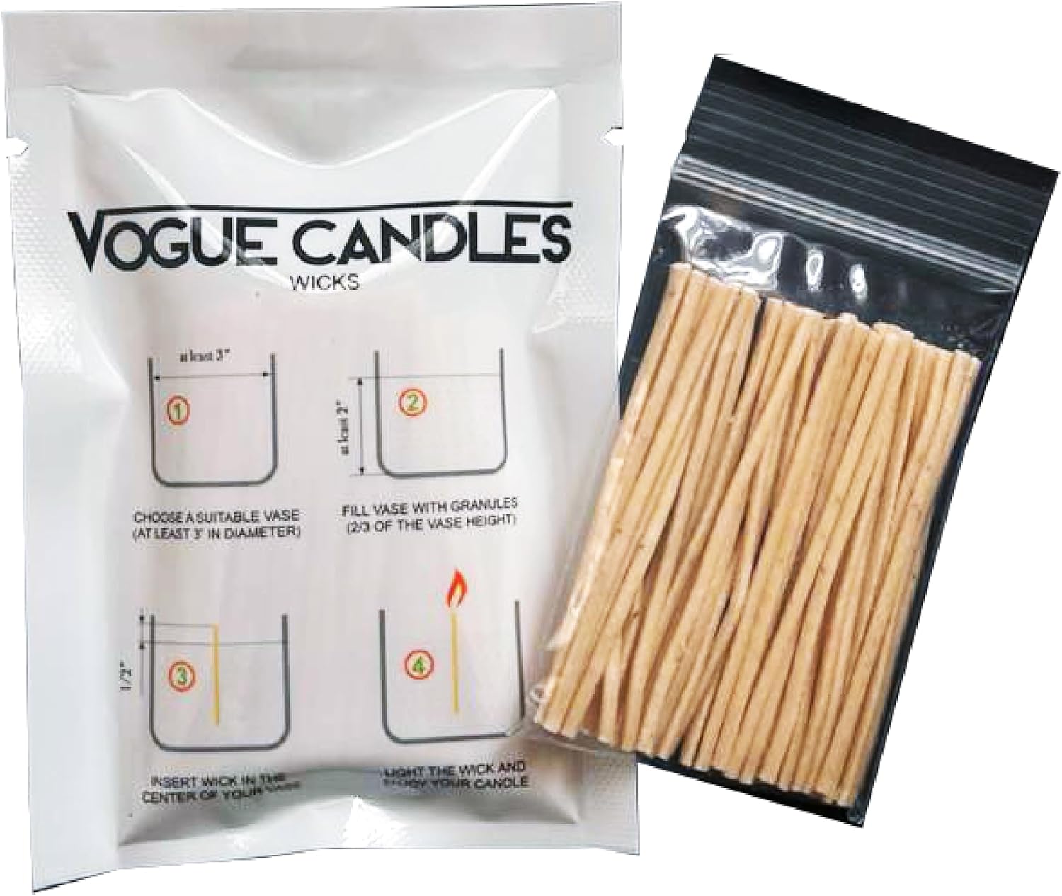 Vogue Candles 50 Pcs Cotton Candle Wicks for Candle Making - 1,400-Hour ...