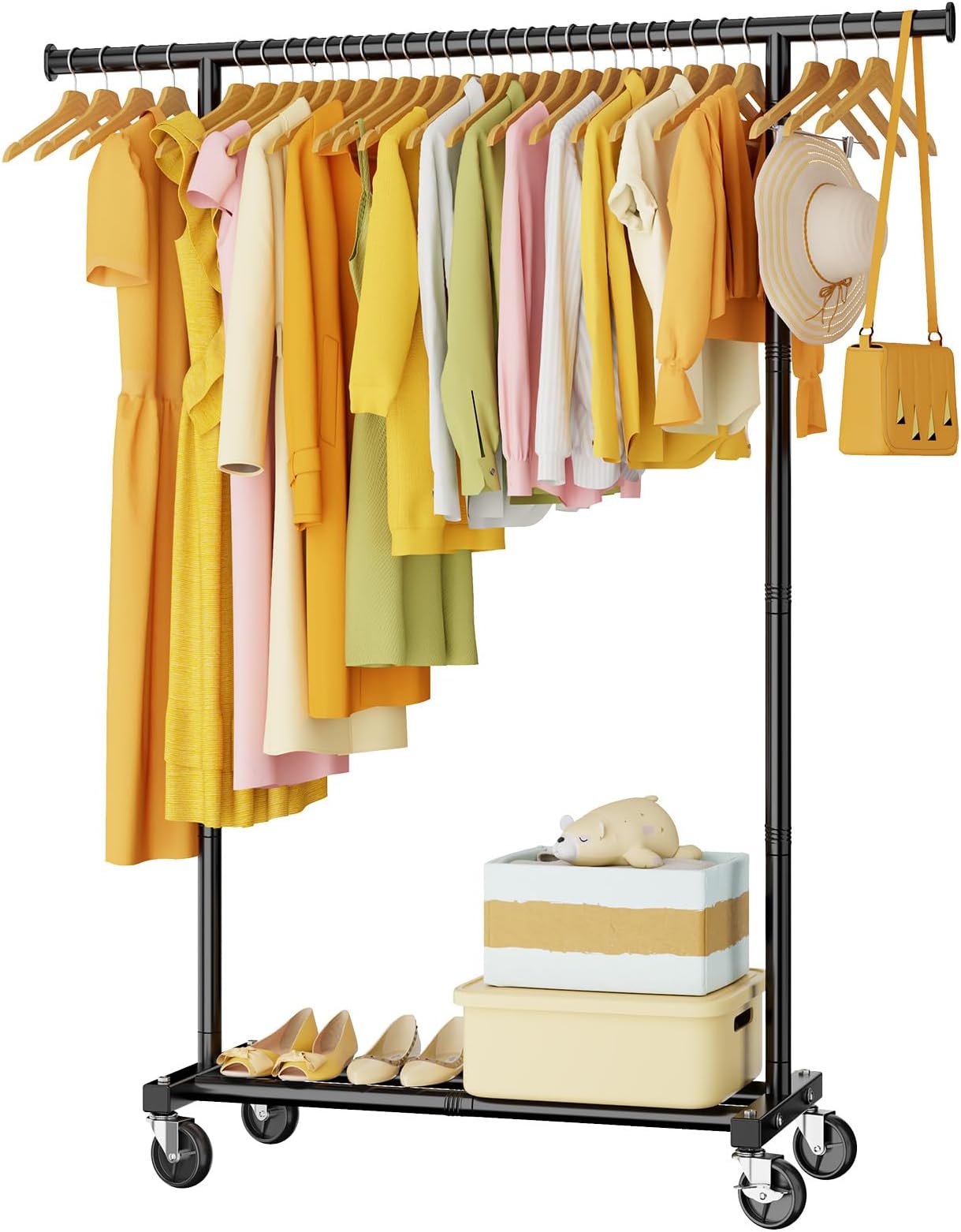 Amazon.com: HYSEYY Clothing Rack for Hanging Clothes: Rolling Coat ...