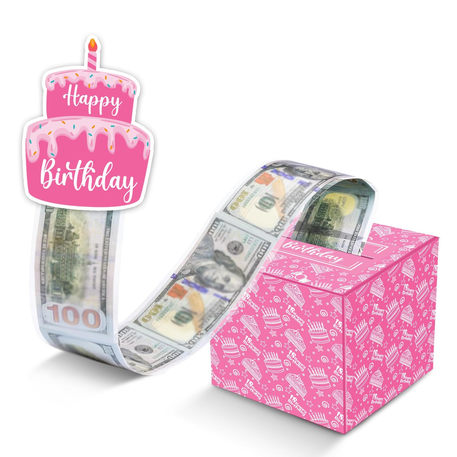 Amazon.com: 18th Happy Birthday Money Box for Cash Gift, Pink Money ...