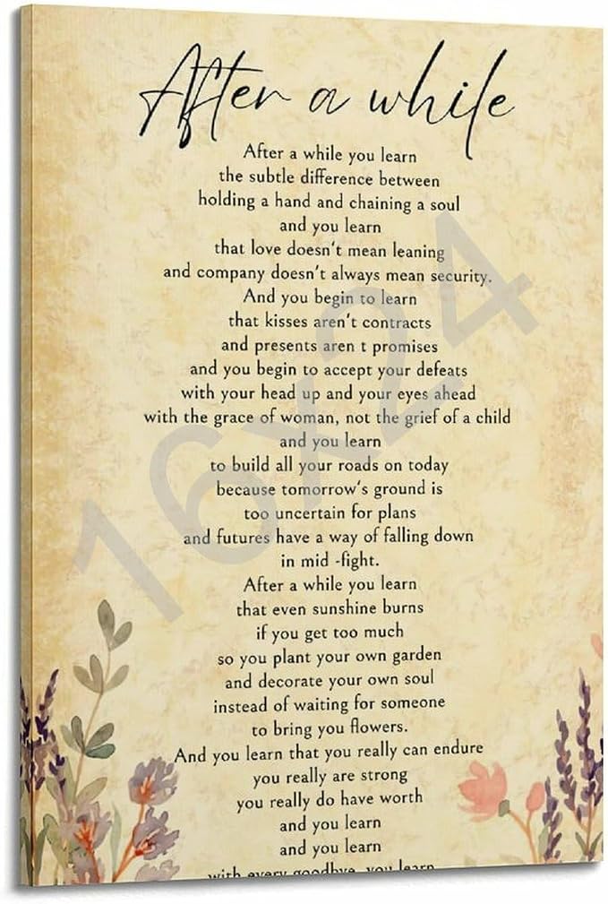 Amazon.com: After A While Poem Poster Prints Inspirational Poetry Love ...
