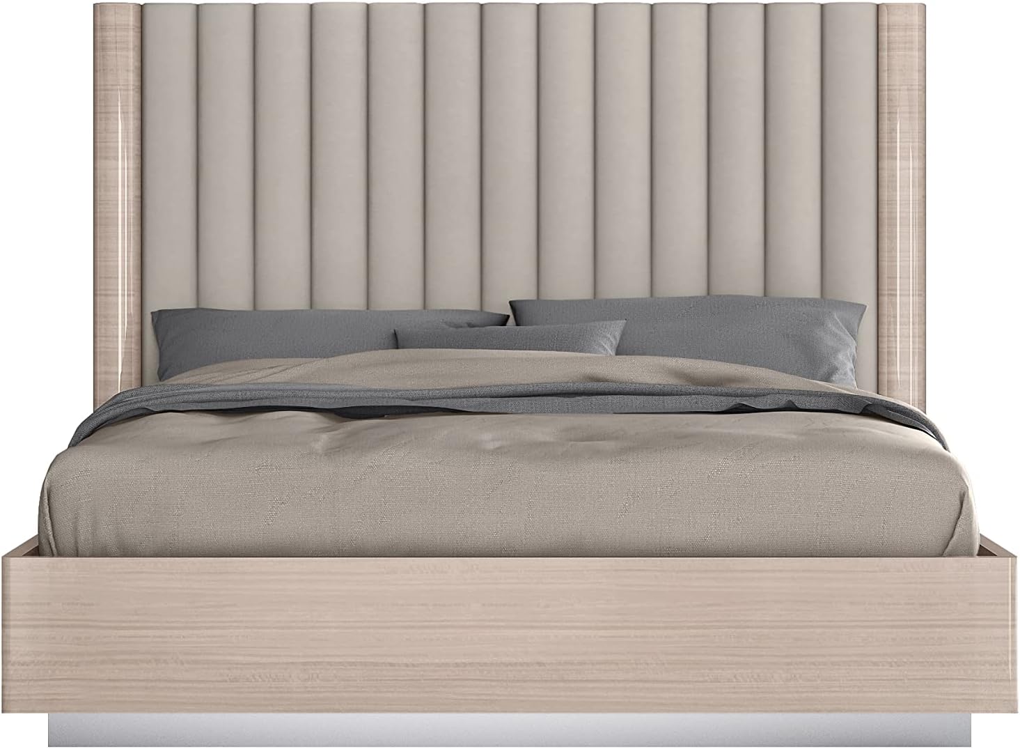 Amazon.com - King Size High Gloss Beige Upholstered Channeled Headboard ...