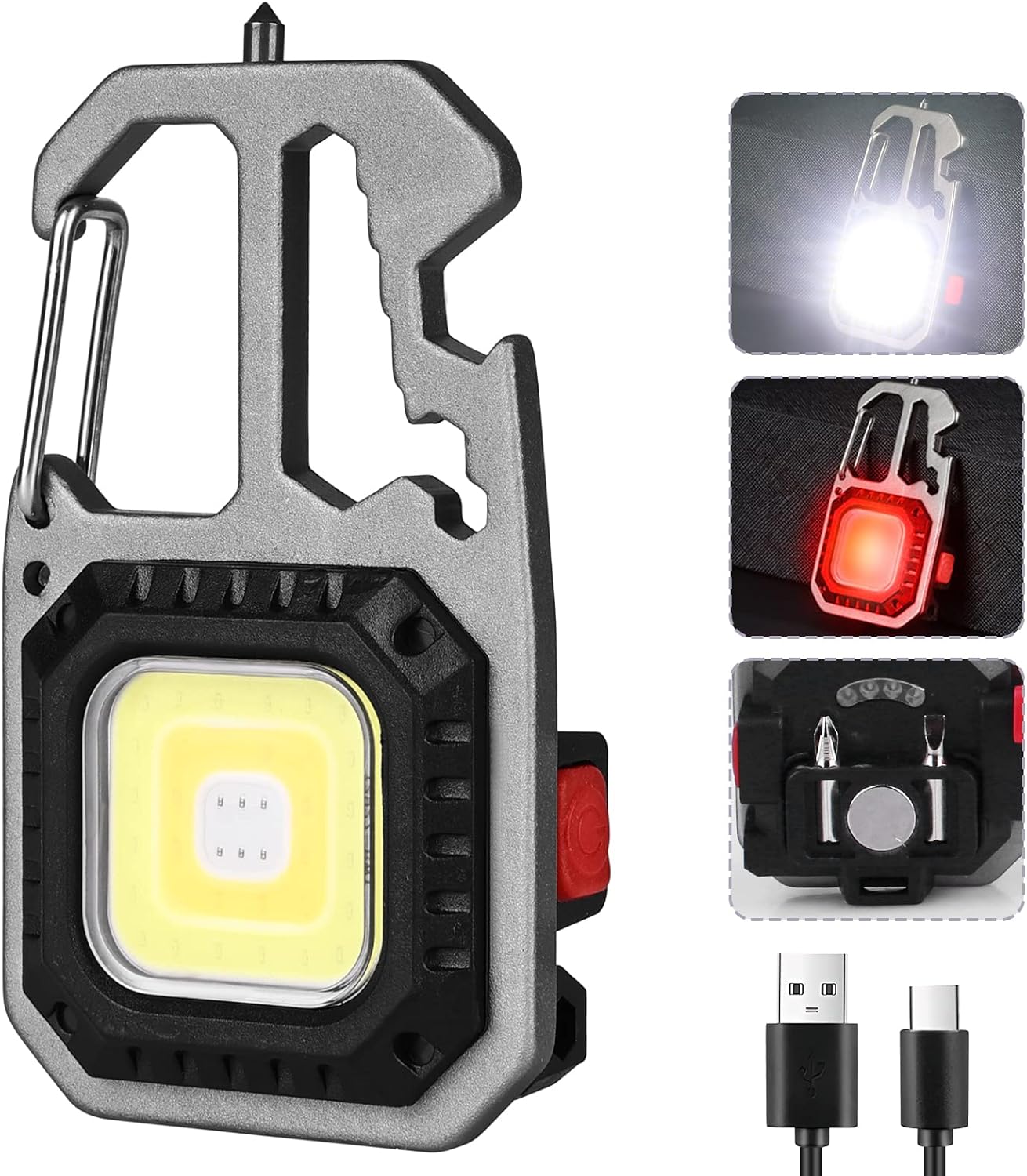 Mini LED Work Light - 1 Pcs 500 Lumens Rechargeable Small Portable ...