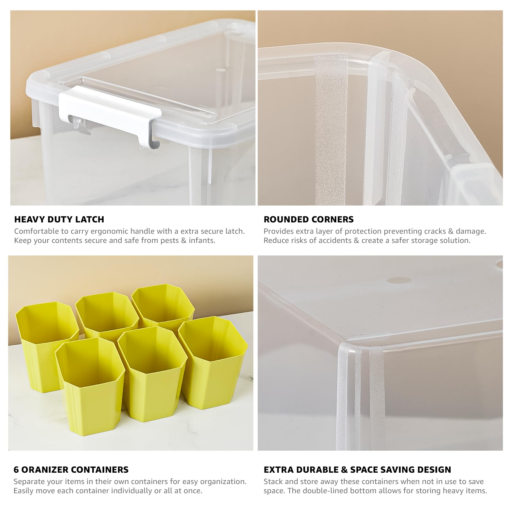 Snapklik.com : 2 PACK 17 QT Plastic Clear Craft Organizer