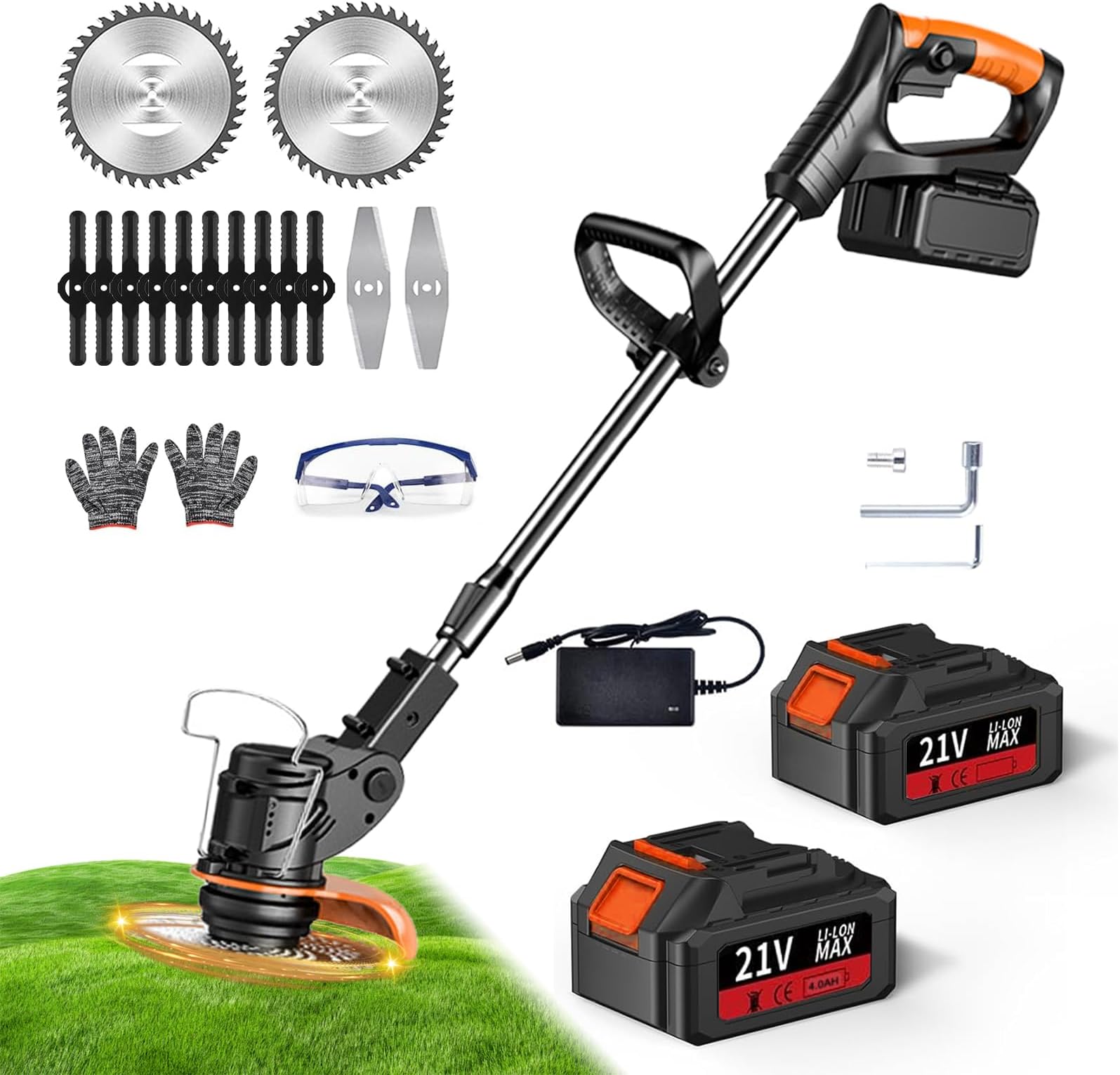 Amazon.com : Electric Weed Wacker Cordless Battery Powered Wheel Edger ...