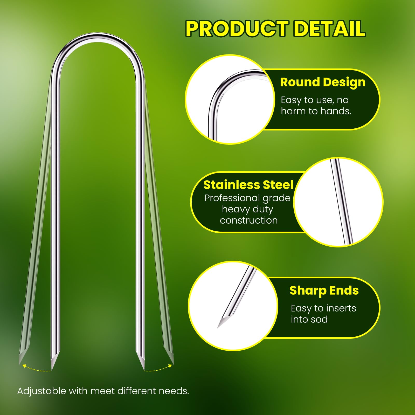 Snapklik.com : Garden Stakes, U-Shaped Tent Stakes, Galvanized ...