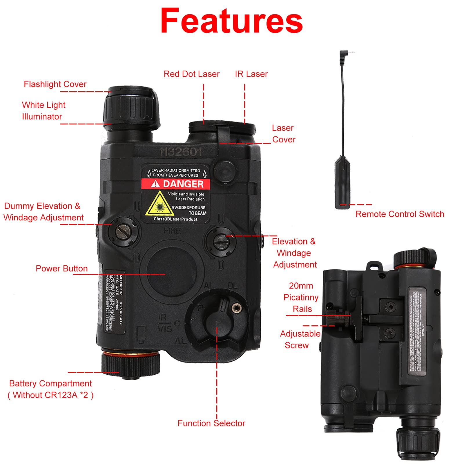 Snapklik.com : IR Laser For Ar - 15 PEQ 15 PEQ Box Airsoft Flashlight ...