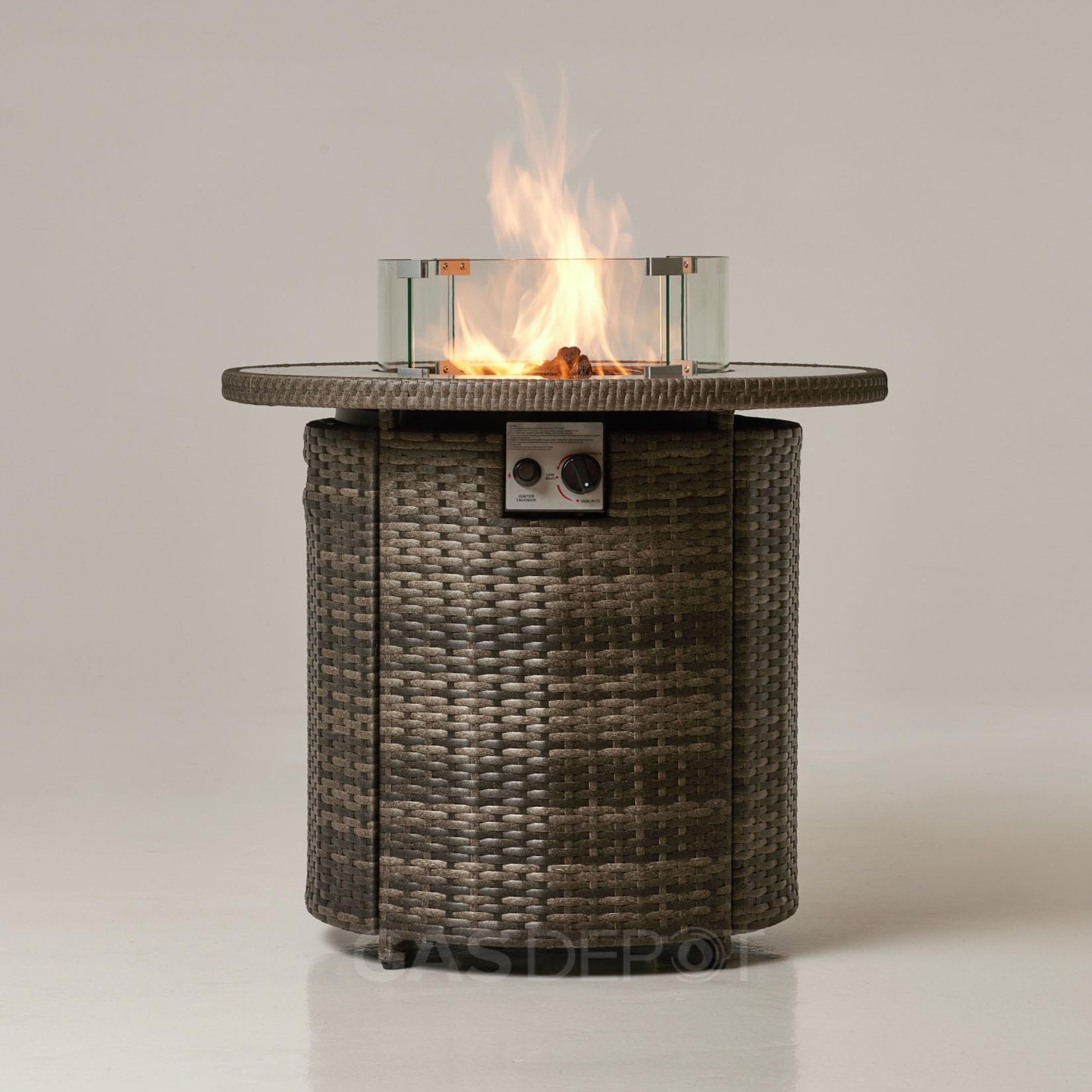 VEVOR Gas Fire Pit Table, 54 In 50000 BTU, Propane Outdoor Wicker Patio ...