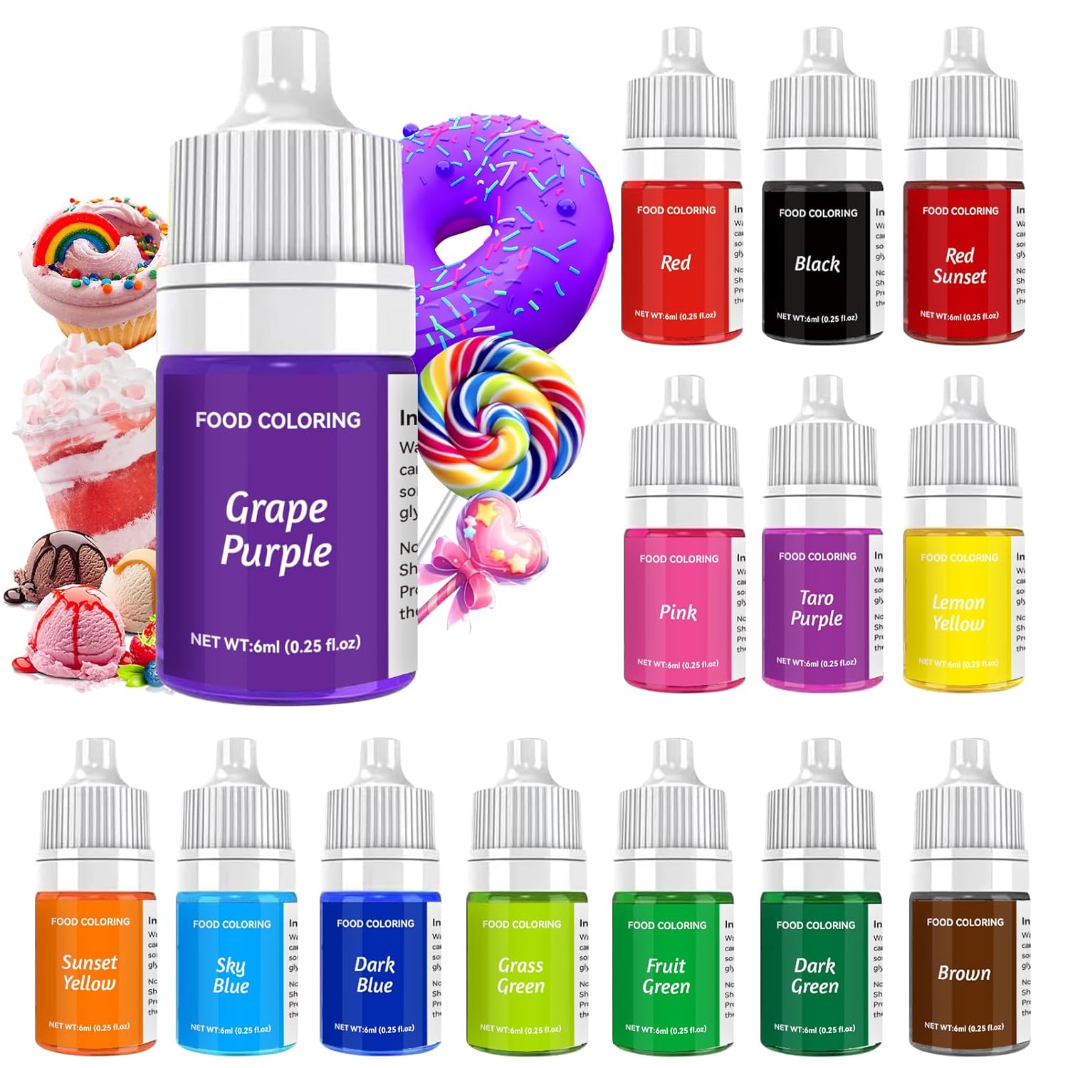 Amazon.com : Food Coloring Liquid Set- KATSPRO 14 Colors Food Grade ...