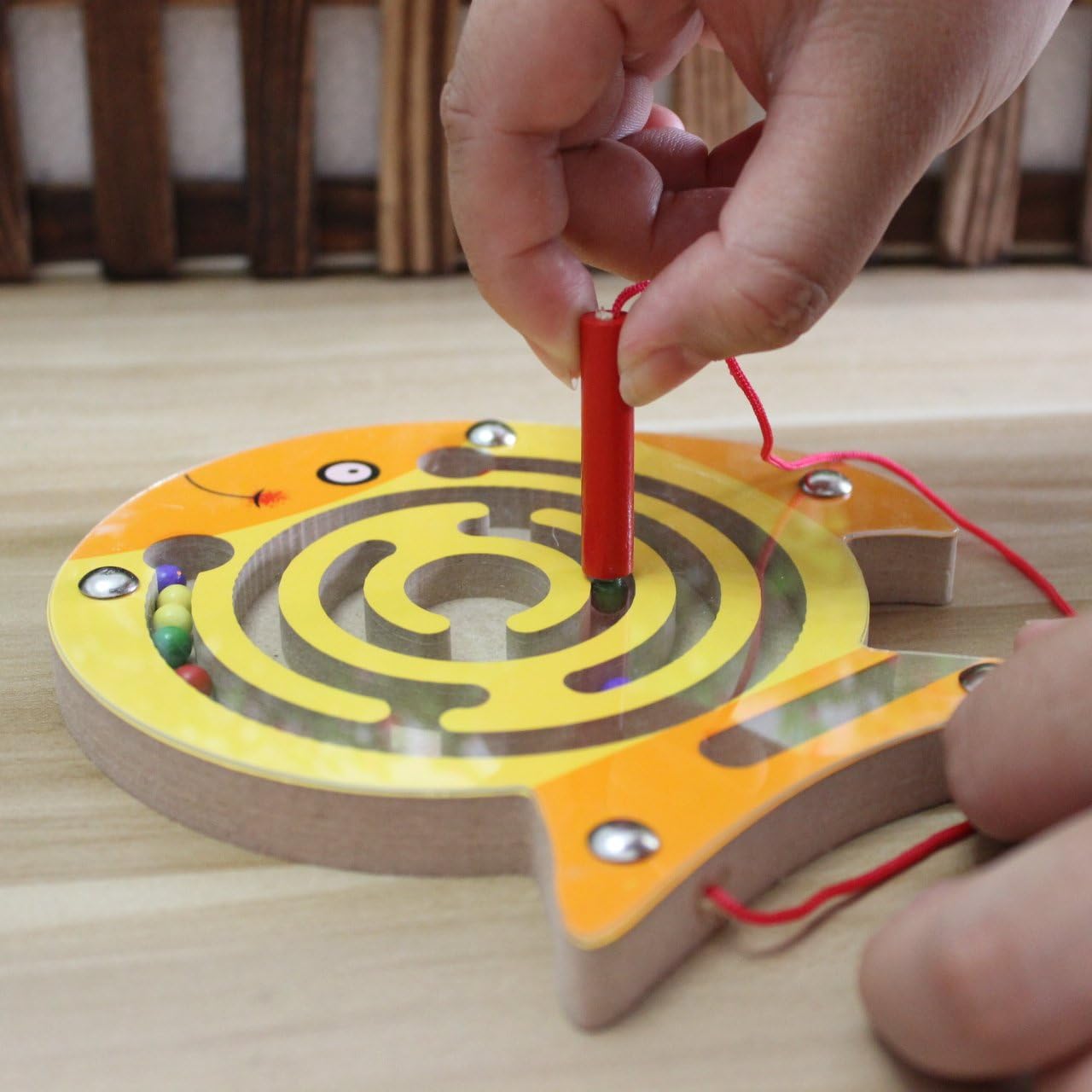 HappyToy Animal Mini Wooden Round Magnetic Wand Number Maze Interactive ...