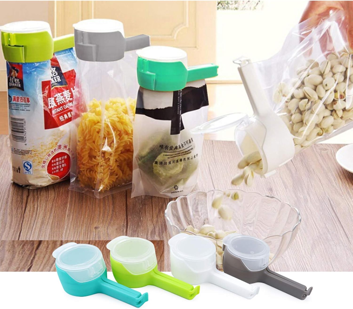 Amazon.com: ledorr 4pcs Food bag clips with Pour Spouts, Great Clips ...