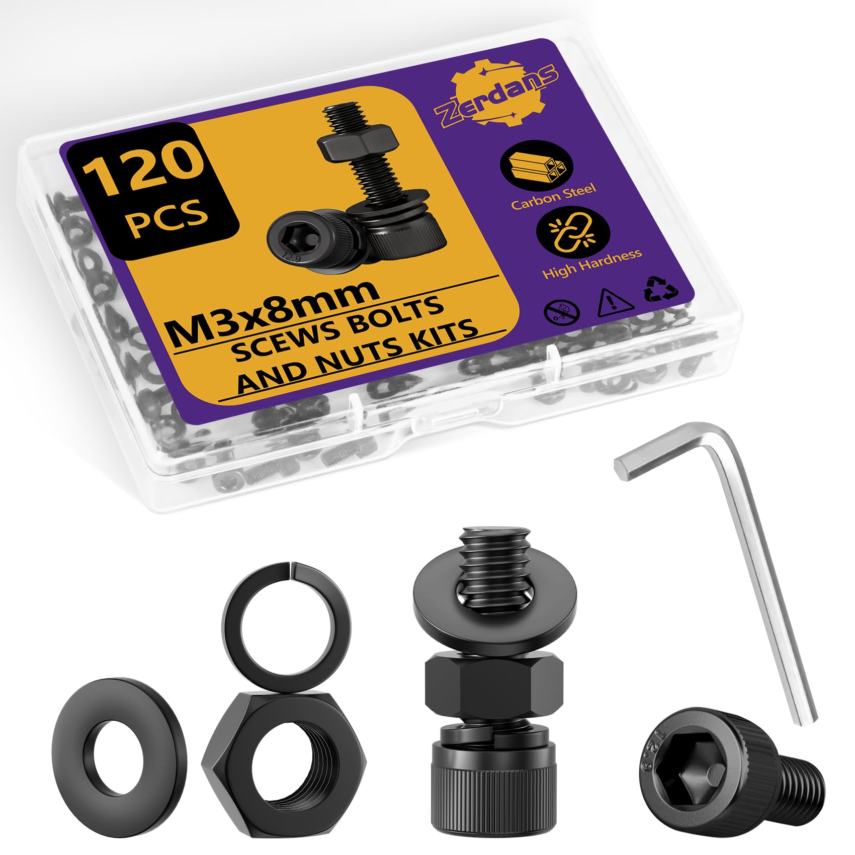 Snapklik.com : 120PCS M3 Metric Screws Bolts And Nuts Assortment Kit ...
