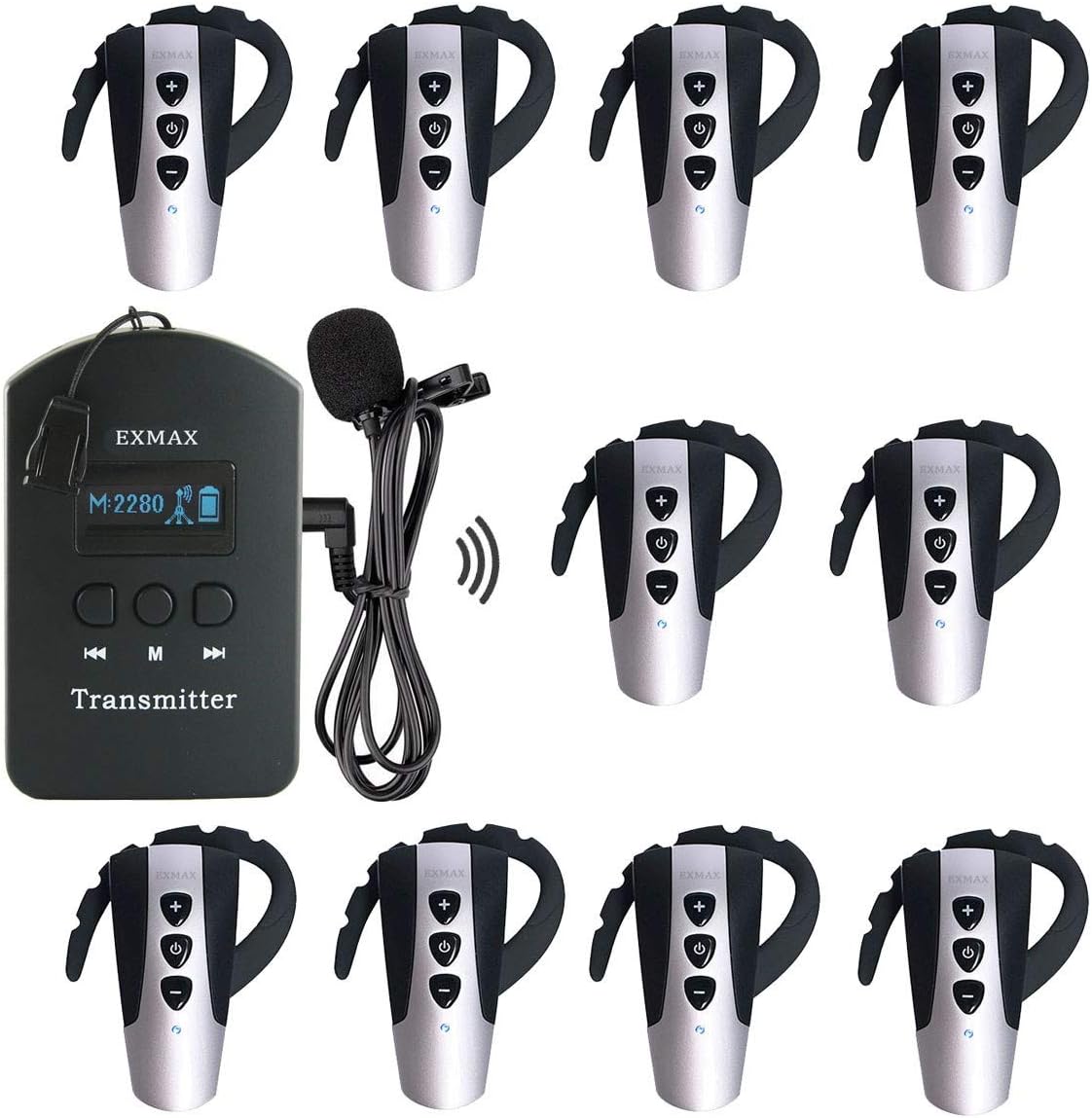 Amazon.com: EXMAX 2.4G Audio Tour Guide Equipment Ear-Hook Receiver for ...