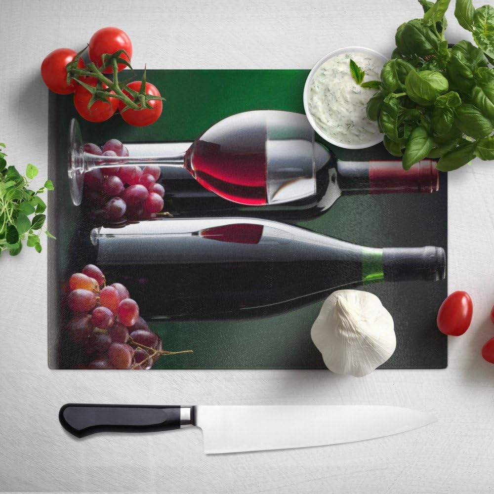 Amazon.com: nish! Wine Glass Cutting Board (Tempered Glass, Large - 16 ...