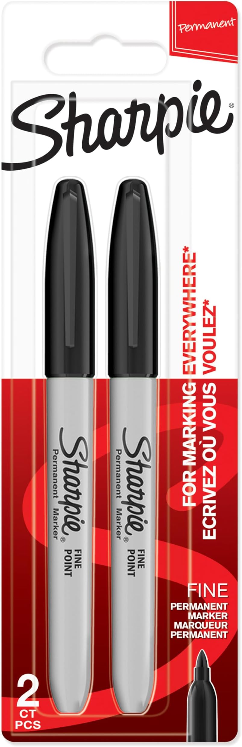 SHARPIE Pennarelli Indelebili, Punta Fine, Confezione da 2, Nero ...