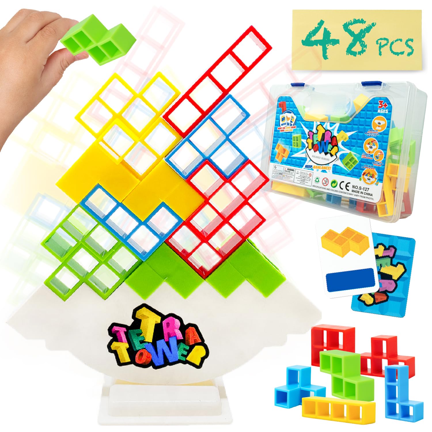 Snapklik.com : Marlo & Buzz 48Pcs Tetra Tower Balance Stacking Blocks Game