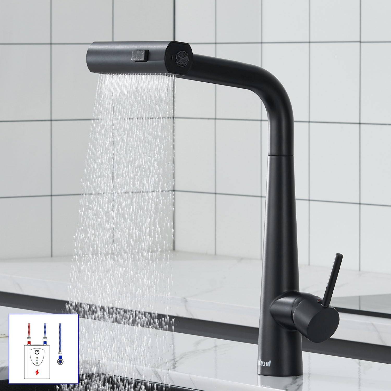 Ulytid Niederdruck Armatur Küche, Wasserhahn küchenarmatur Schwarz ...