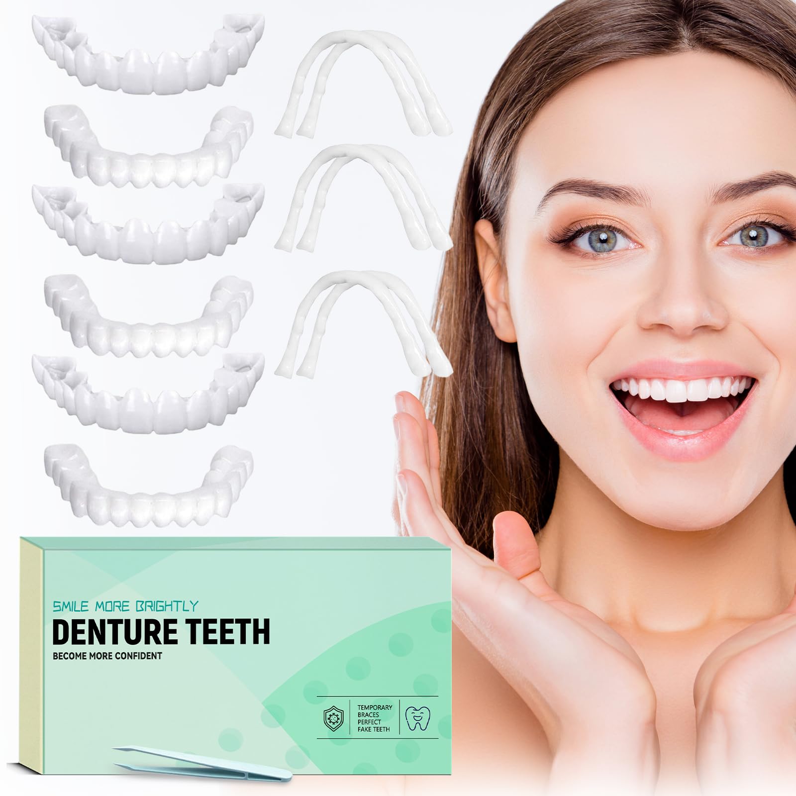 Buy Fake Teeth, 6 PCS Cosmetic Denture Veneers for Upper and Lower Jaw ...