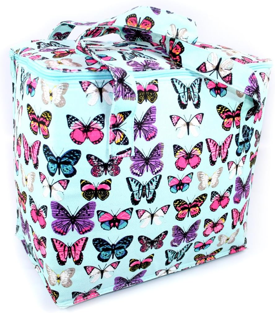 Amazon.com: Large Pale Blue Butterfly Design Thermal Insulated lunch ...