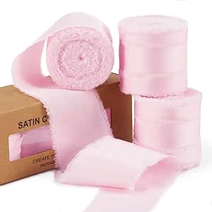 Amazon.com: Keypan Pink Ribbon for Gift Wrapping, Silk Satin Chiffon ...